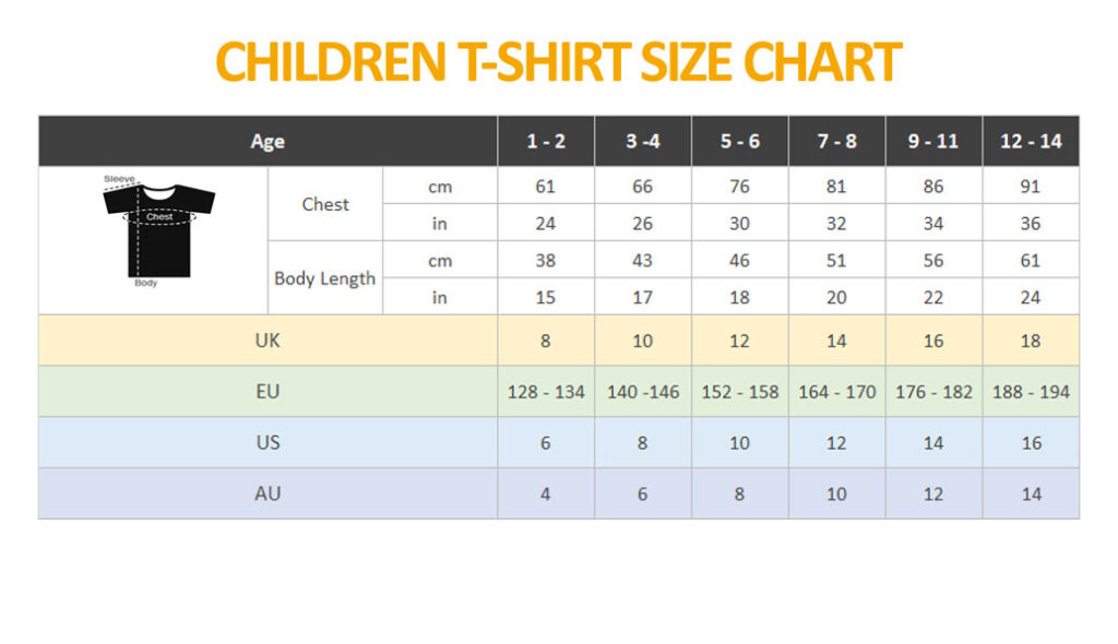 Size Chart Print On Demand